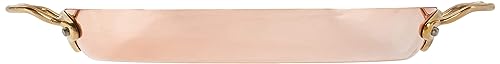 Mauviel M'150 B 1.5mm Polished Copper & Stainless Steel Oval Pan With Brass Handles, 11.8-in, Made in France