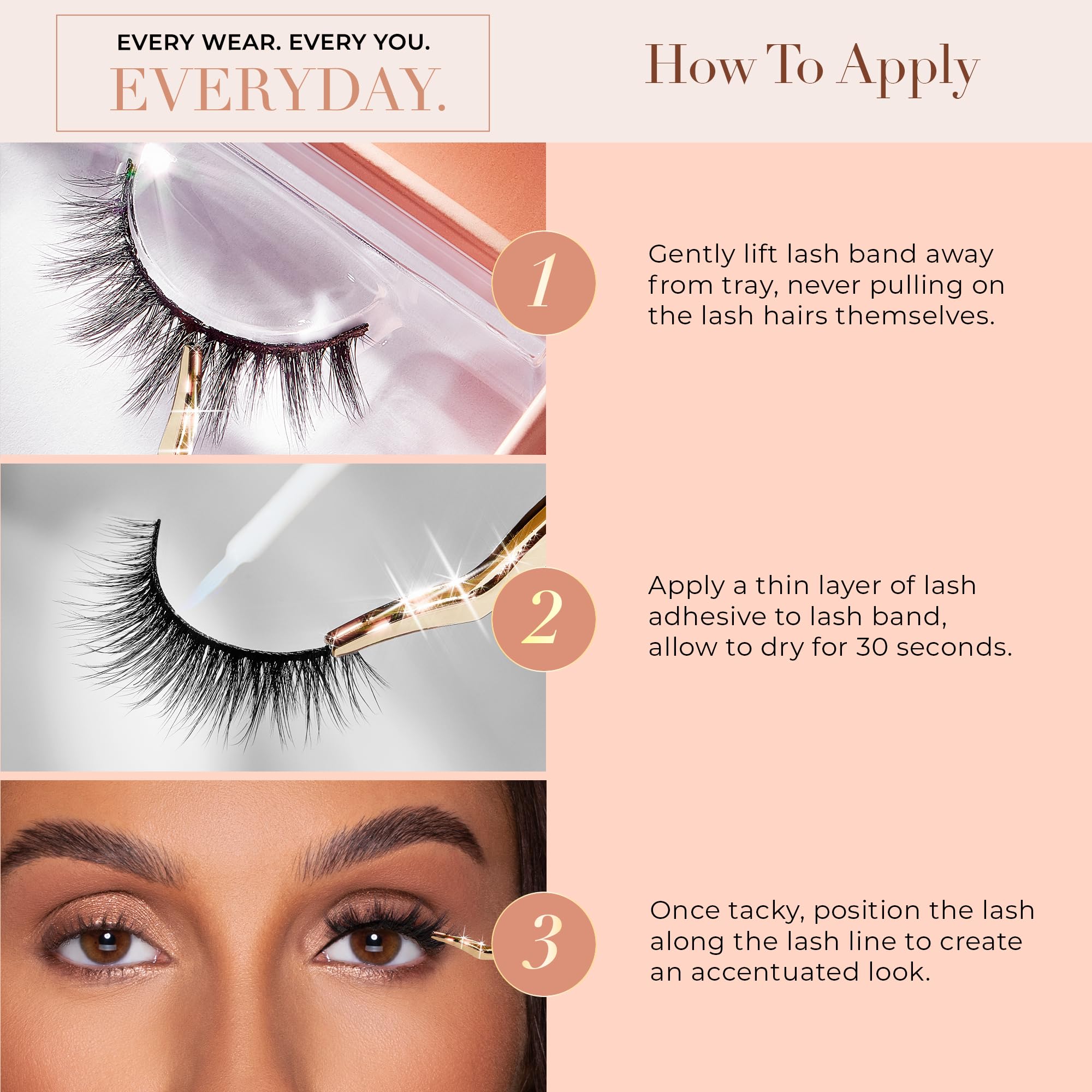 Lilly Lashes Everyday Miami Faux Mink Lashes False Eyelashes Natural Look Faux Wispy Lashes Mink Natural Lashes Short Lashes Round Shaped 13 mm Length Reusable Up to 20 Times