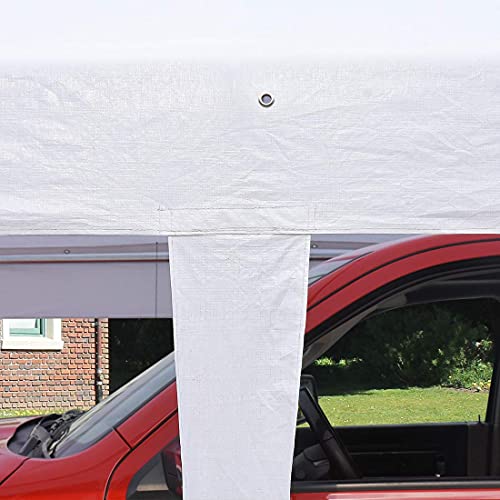 PEAKTOP OUTDOOR 10x20 ft Heavy Duty Carport Car Canopy with Removable Window Sidewalls, Portable Garage Tent Boat Shelter with Reinforced Triangular Beams, White