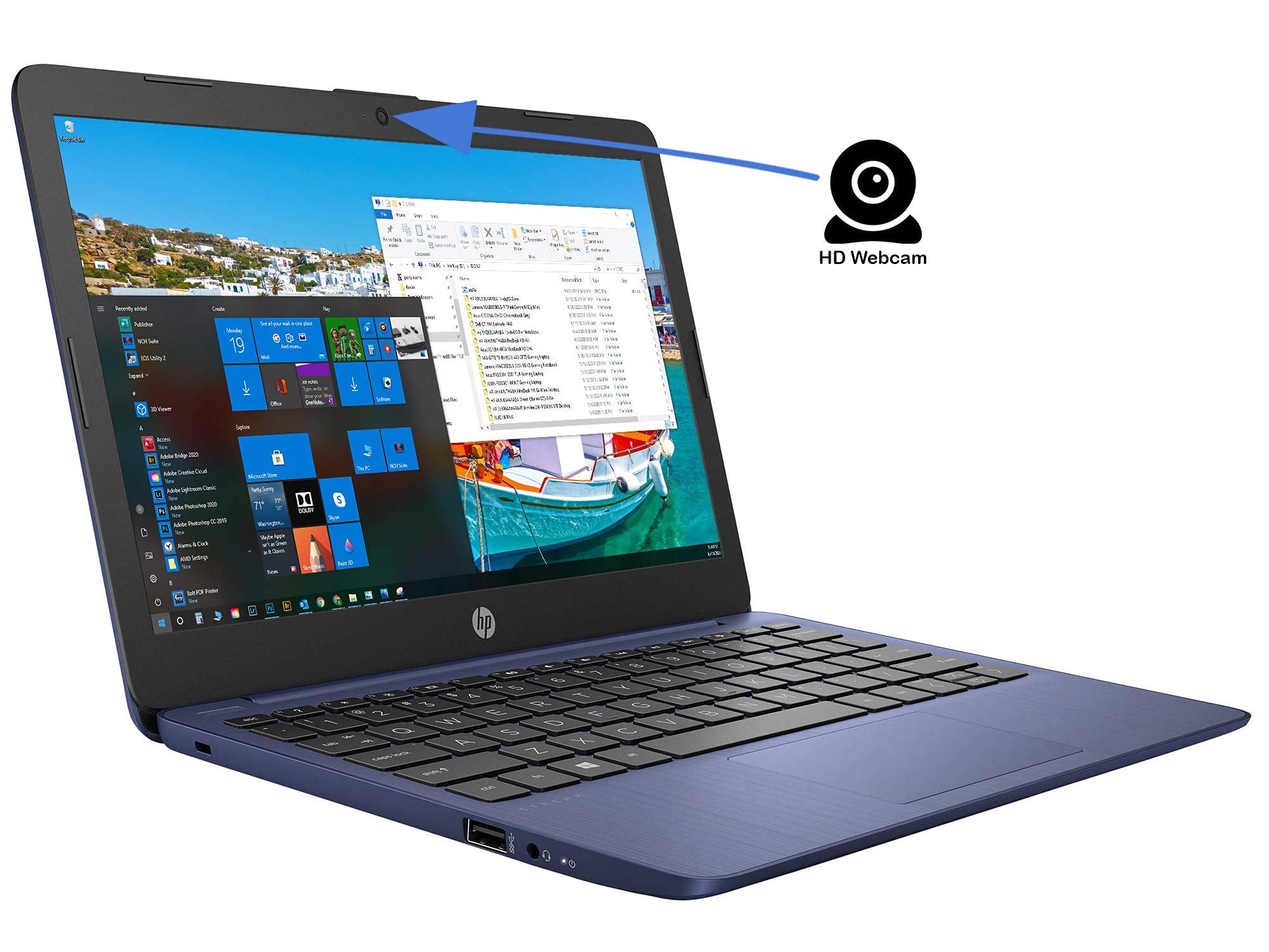 HP Stream 11 (16V14UA) Laptop, 11.6-inch HD Display, Intel Celeron N4000 Upto 2.6GHz, 4GB RAM, 32GB eMMC, HDMI, Card Reader, Wi-Fi, Bluetooth, Windows 10 Home S - (Blue) (Renewed)