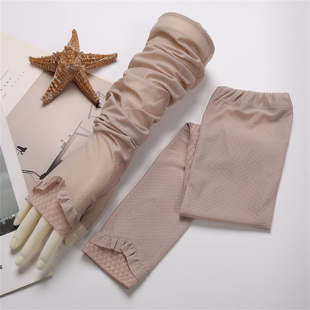 Loose Ice Sleeve Gloves Half Finger Thin Sleeve Sleeve Artifact Summer Lady Driving and Cycling (Color : A, Size : 54 * 7cm)