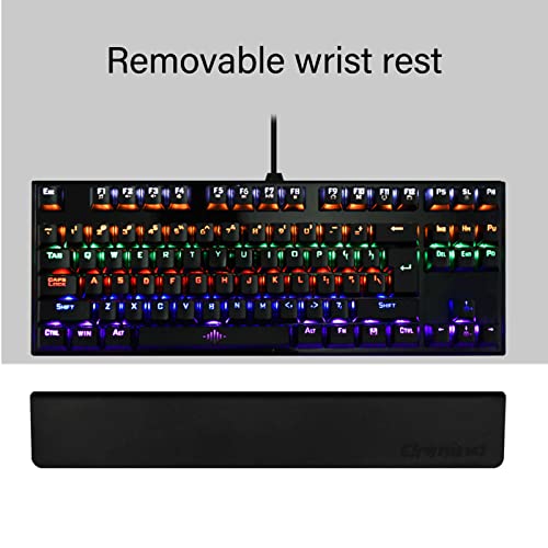 Pomya Mechanical Gaming Keyboard, Colorful RGB Backlit Keyboard, 87 Key Computer Keyboard, Blue Switch with Wrist Rest for Computer Desktop PC