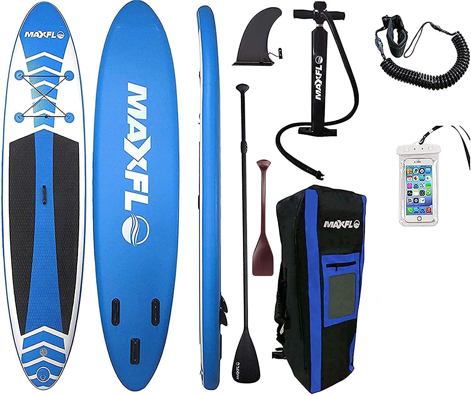 Inflatable Stand Up Paddle Board 10’6” Long 6” Thick | SUP Paddleboard Accessories Carry Backpack | Wide Stance, Bottom Fin Paddling Surf Control, Non-Slip Deck | Standing Boat Boards Wood Paddle
