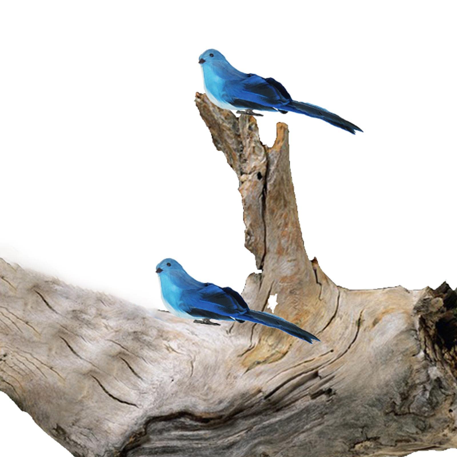 joyMerit 2Pcs Artificial Foam Birds, Clip on Feathered Bird Ornaments, DIY Craft for Home Garden Lawn Decoration Party Accessories, Blue