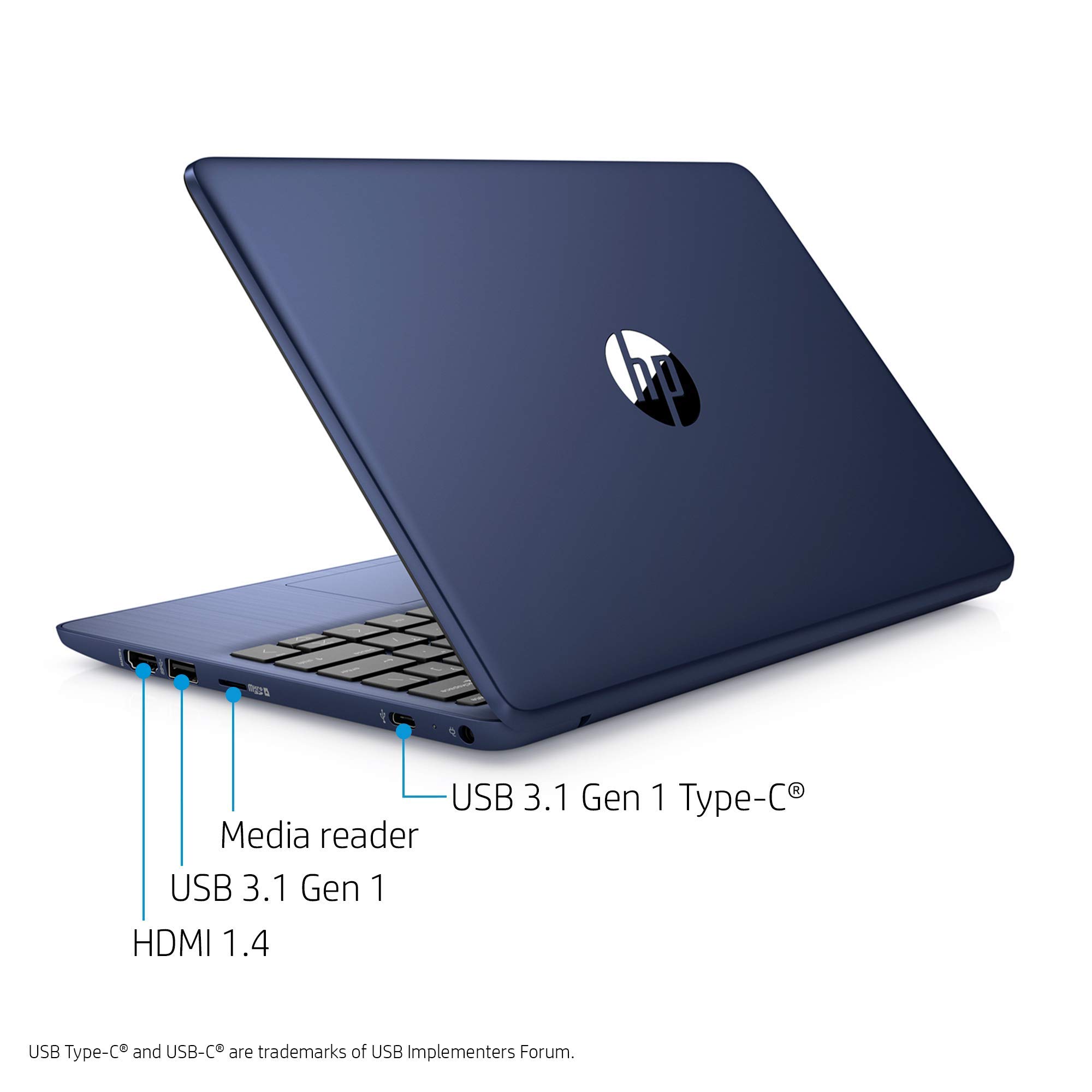 HP Stream 11-inch HD Laptop, Intel Celeron N4000, 4 GB RAM, 32 GB eMMC, Windows 10 Home in S Mode with Office 365 Personal for 1 Year (11-ak0010nr, Royal Blue) (Renewed)