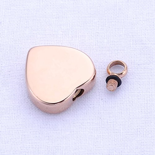 HooAMI Cremation Jewelry Always in My Heart Memorial Urn Necklace Rose Gold Plated