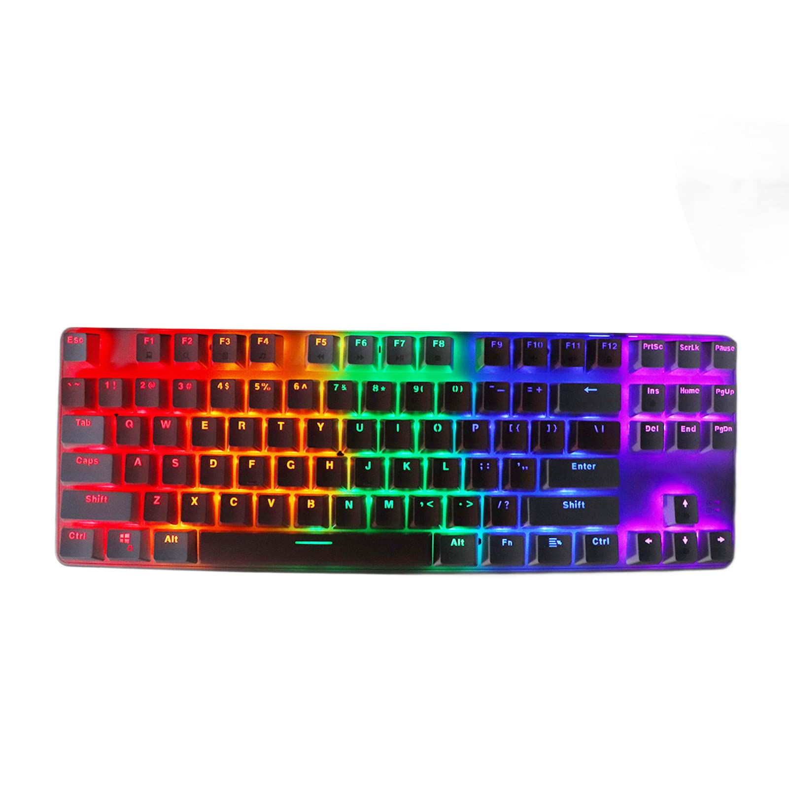 Pomya RGB Backlit Keyboard, 87 Key Mechanical Gaming Keyboard, USB Wired Mechanical Keyboard, Blue Switch for PC Laptop Desktop Computer(Pink White)