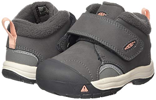 KEEN unisex child Kootenay 3 Mid Waterproof Hiking Boot, Steel Grey/Dusty Pink, 6 Big Kid US