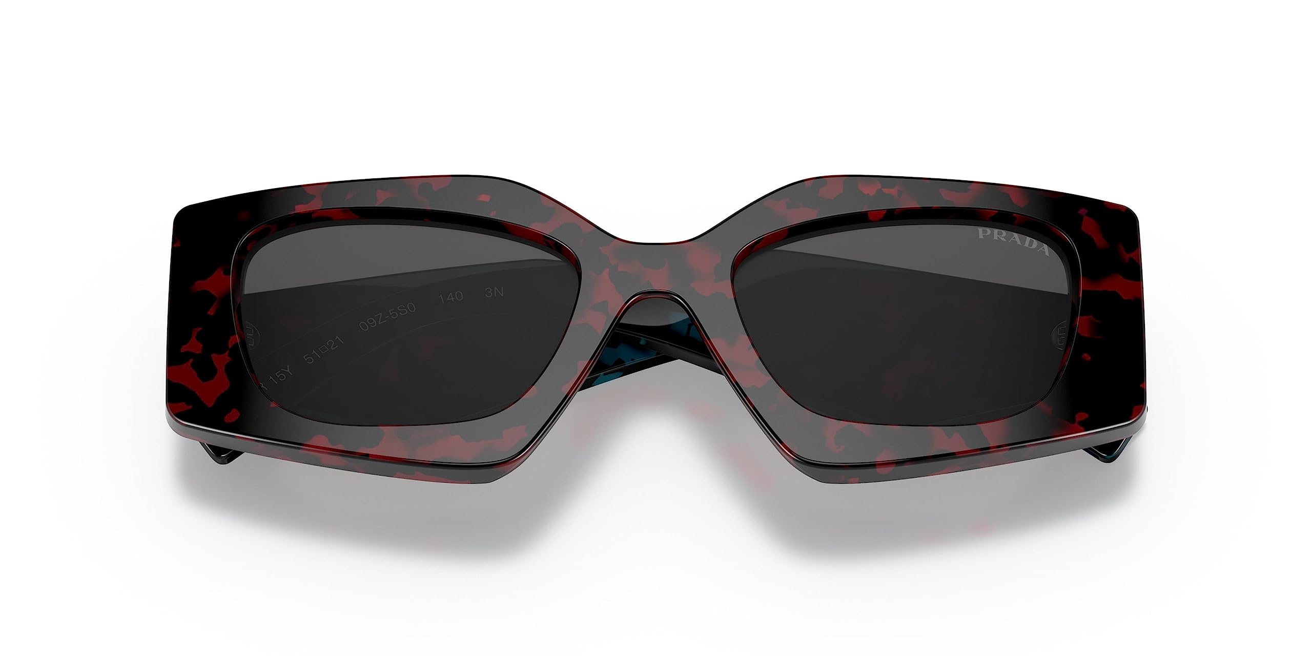 Prada PR 15YS 09Z5S0 Scarlet Tortoise Plastic Irregular Sunglasses Grey Lens