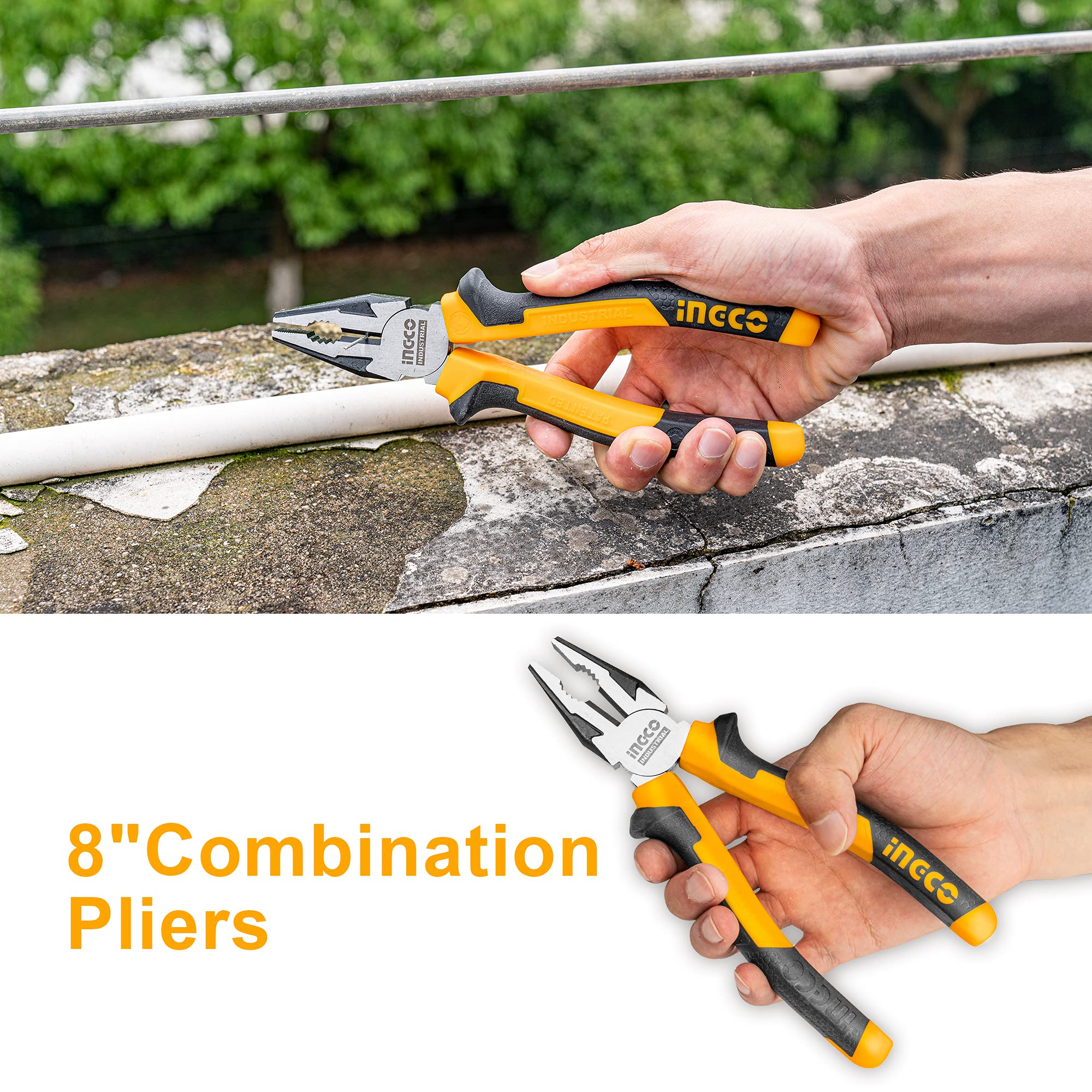 INGCO Pliers Tool Set, 3pcs Small Plier Set, 8 Inch Combination Pliers, 6 Inch Diagonal Cutting Pliers, 6 Inch Needle Nose Pliers HKPS28318
