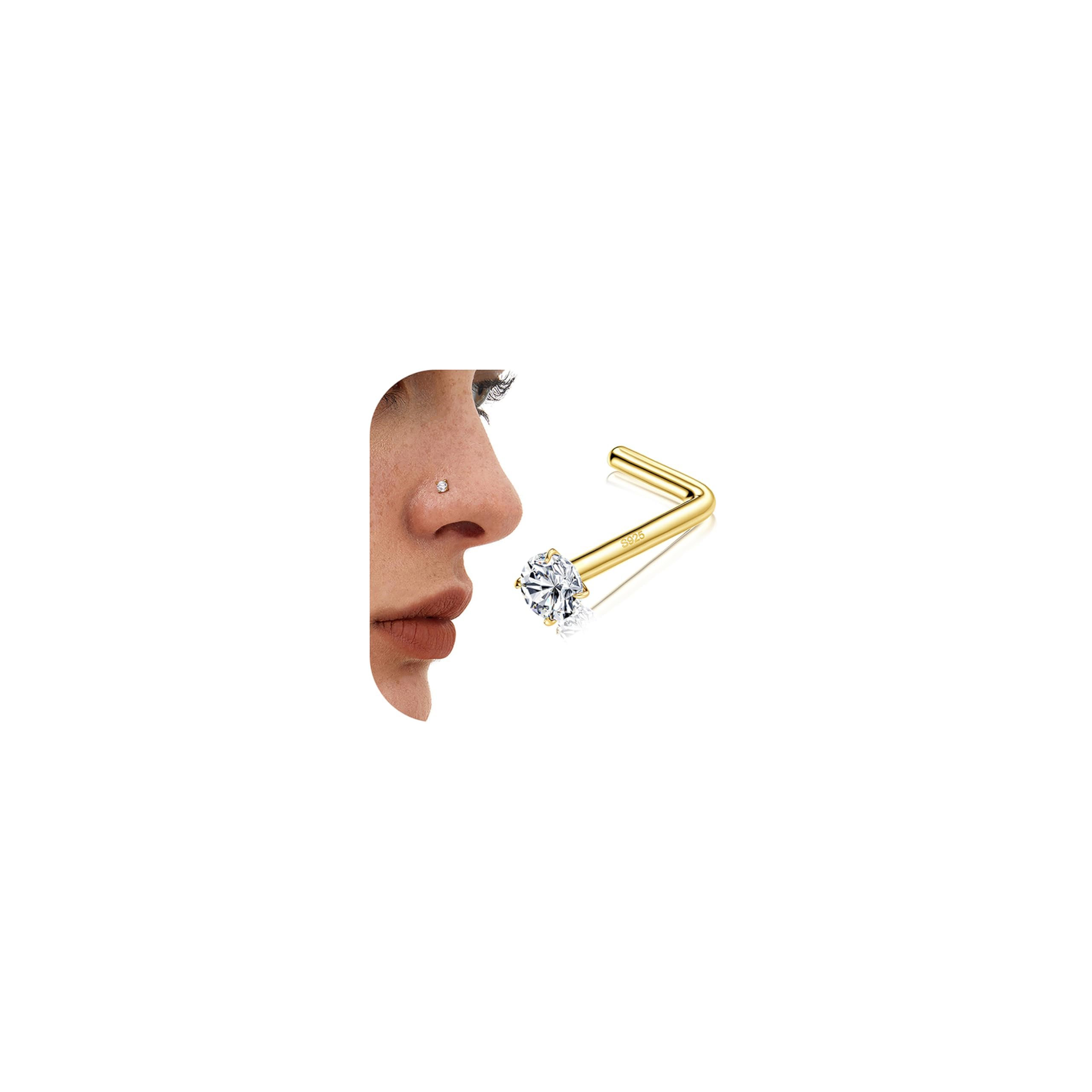 MILACOLATO 925 Sterling Silver Nose Rings 18g 4mm