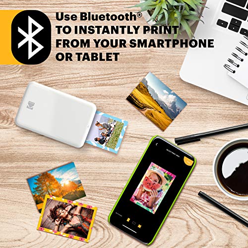 Kodak 2"x3" Premium Zink Photo Paper (100 Sheets) & Step Wireless Mobile Photo Mini Printer (White) Compatible w/iOS & Android, NFC & Bluetooth Devices