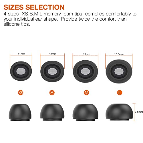 TENNMAK Memory Foam Ear Tips Replacement for AirPods Pro/AirPods Pro 2nd Generation 2022 Earbuds Eartips Earpad (XS/S/M/L)