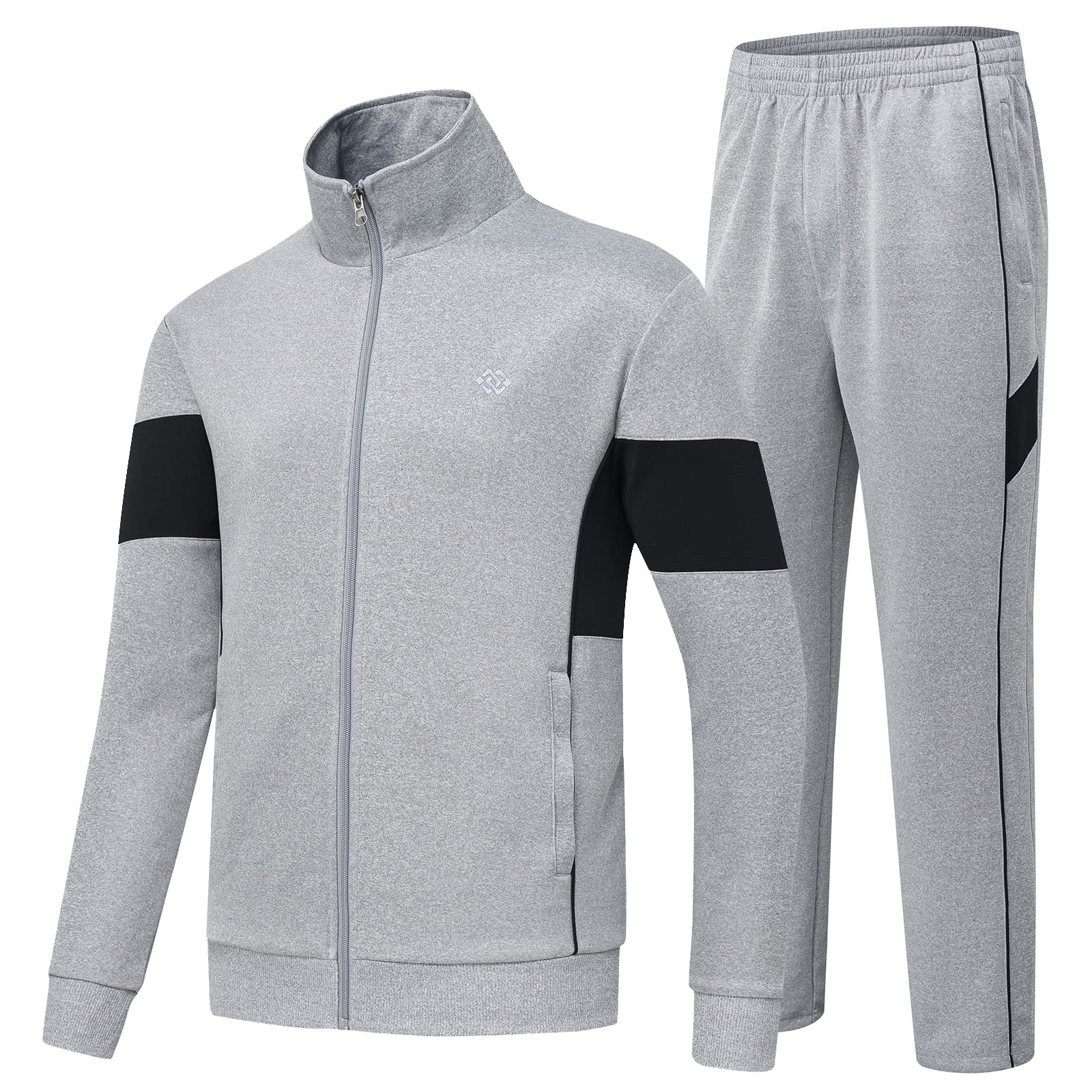 Mens Sweatsuits 2 Piece Track Suits for Men Set Mens Athletic Set Mens Tracksuit 2 Piece Men Sport Jackets Casual SweatSuit Men Grey Large