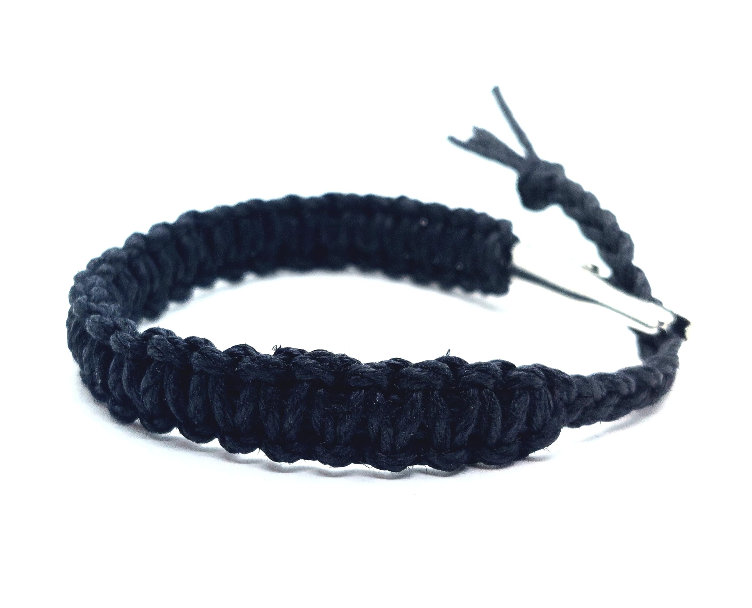 Hempnotic Jewelry Adjustable Alligator Clip Mens or Womens Black Hemp Bracelet - Handmade