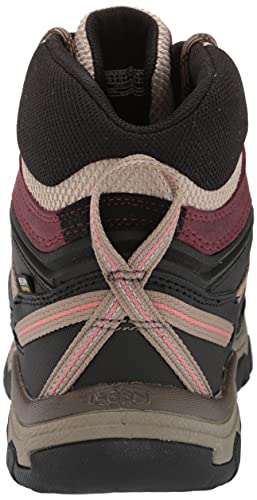KEEN Women's Ridge Flex Mid Height Waterproof Hiking Boots, Rhubarb/Black, 7.5