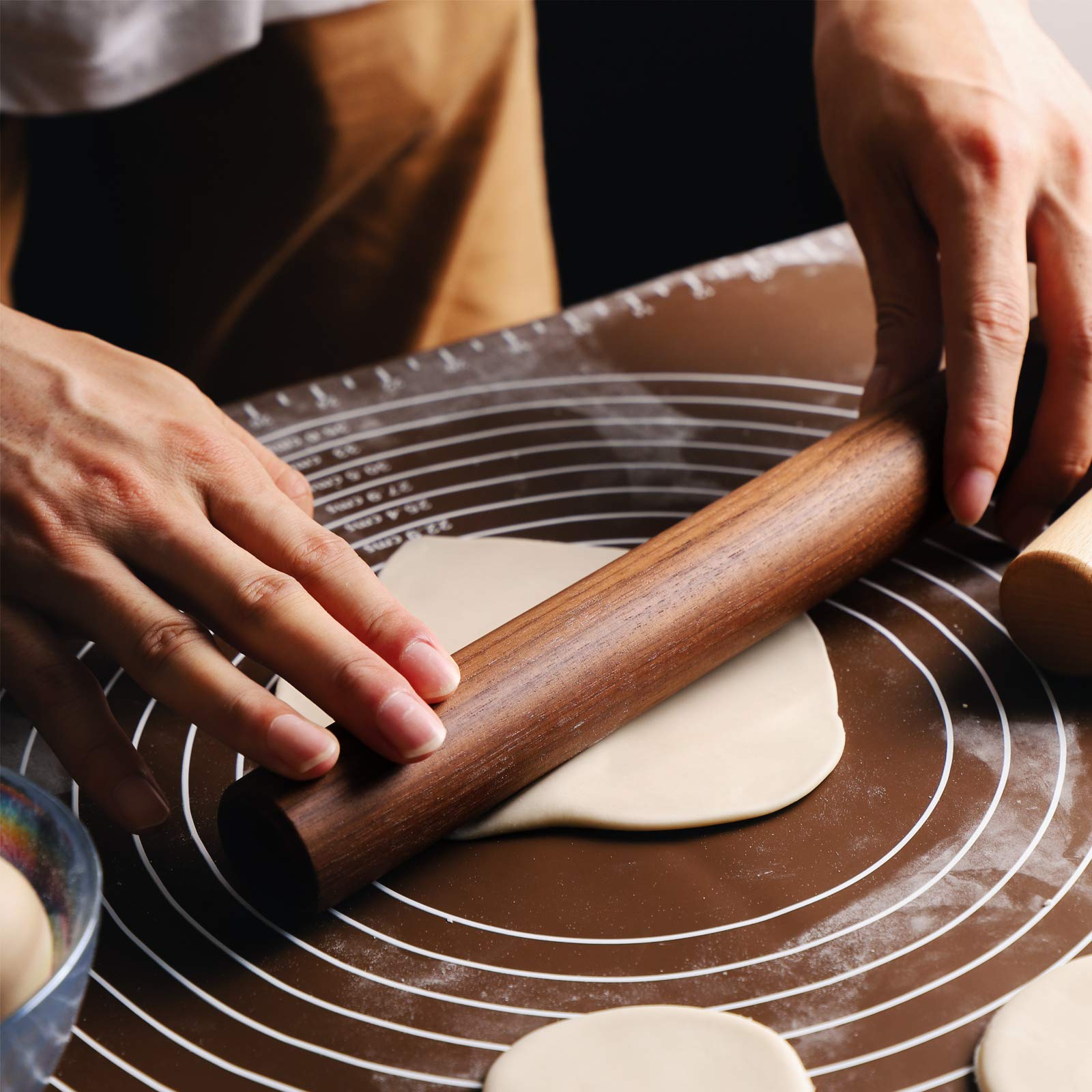 Muso Wood Small Rolling Pin for Baking,Wooden Rolling Pin 11 inches for Fondant, Pie Crust, Cookie, Pastry, Dough-Easy to Clean(Walnut)