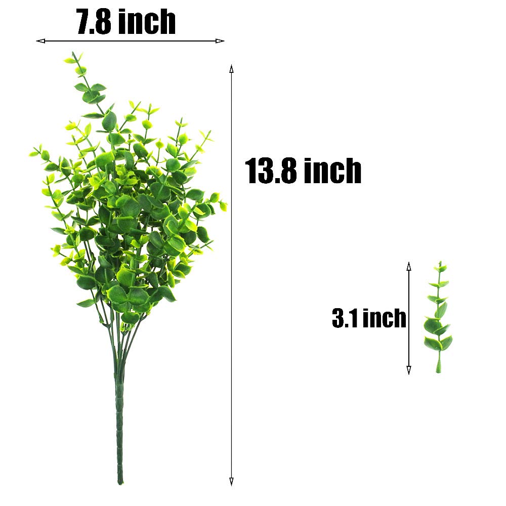 Jyongmer 7 Pack Artificial Boxwood, Faux Plastic Greenery Boxwood Stems Fake Plants for Farmhouse, Home, Kitchen, Office, Wedding, Garden, Decor