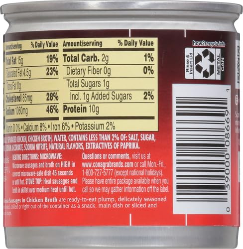 Libby's Chicken Vienna Sausage in Chicken Broth, Canned Sausage, 4.6 OZ