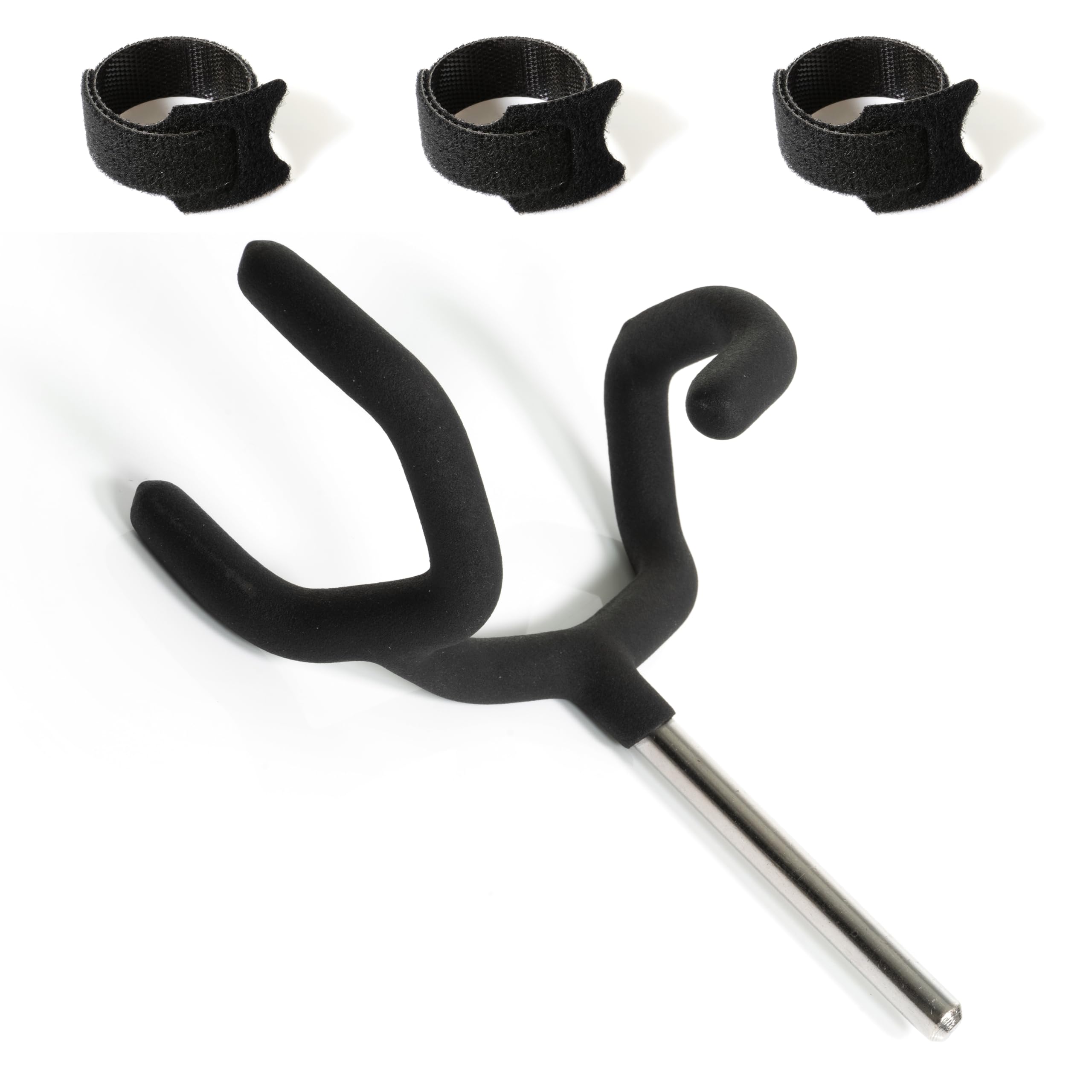 Microphone Boom Pole Holder - Metal Cradle Mount Support For Microphone and Audio Equipment - Fits Grip Head On Mic and C Stand - Includes 3 Nylon Cable Straps - MAINEFIELD PACIFIC (Black)
