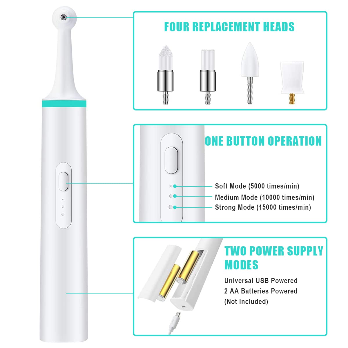 Pratuor Electric Tooth Polisher with 8pcs Brush Replacement
