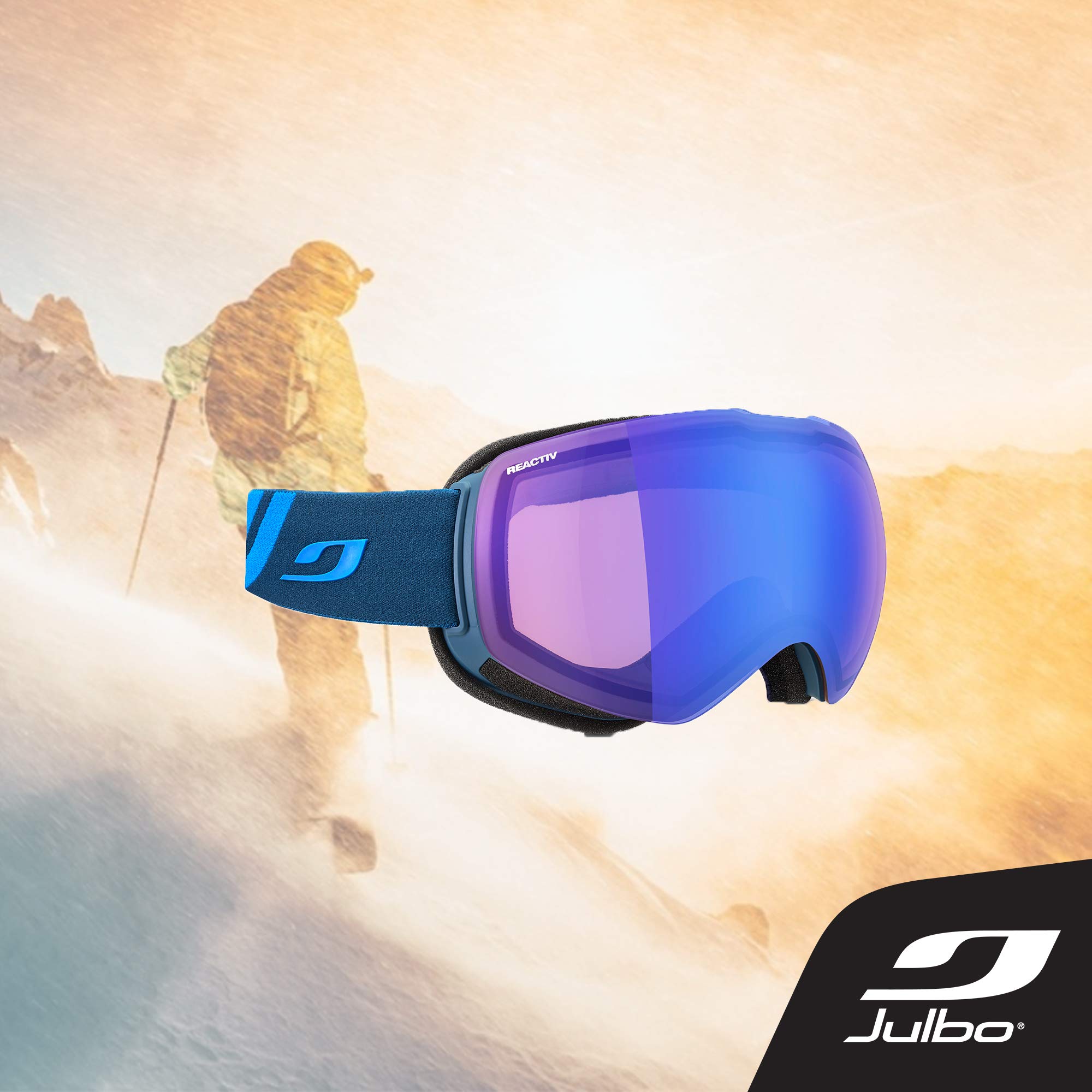 Julbo Shadow Snow Goggles, Black/Army Frame - REACTIV 2-4 Polarized Brown Lens w/Blue Mirror