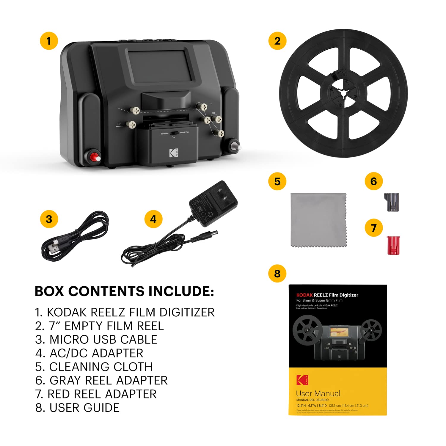 KODAK REELZ 8mm & Super 8 Films Digitizer Converter with Big 5” Screen, Converts Film to Digital MP4 Files