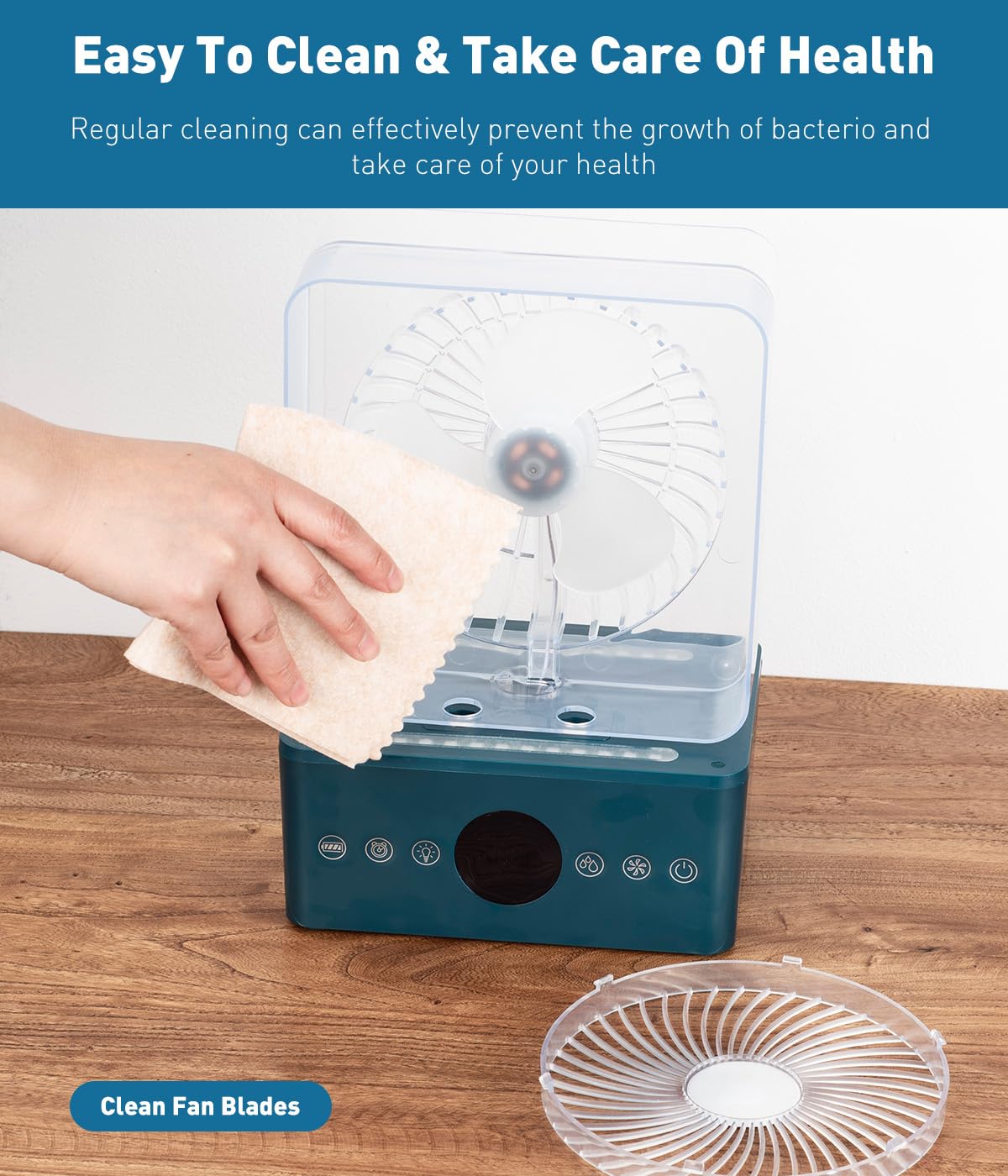 Portable Air Conditioner Cooling Fan with 3600mah battery, Quiet with 3 Speeds, 1000ml Evaporative Personal Air Cooler Fan with Mist, 8H Timer, 4 LED mode, Small Air Conditioner for Bedroom Office