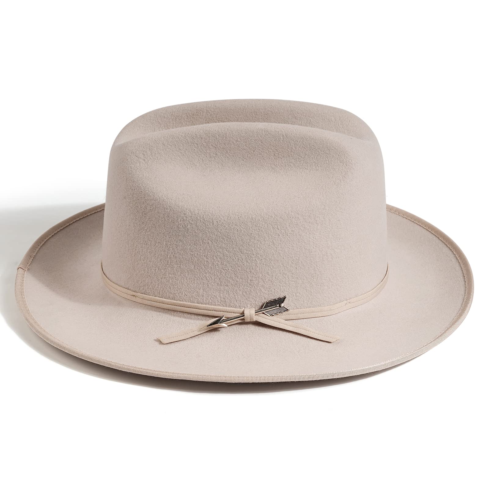 Open Road Hat Fedora Hat Pure Wool Felt Hat Vintage Rancher Hat Airway Vented Panama Hats for Men Women