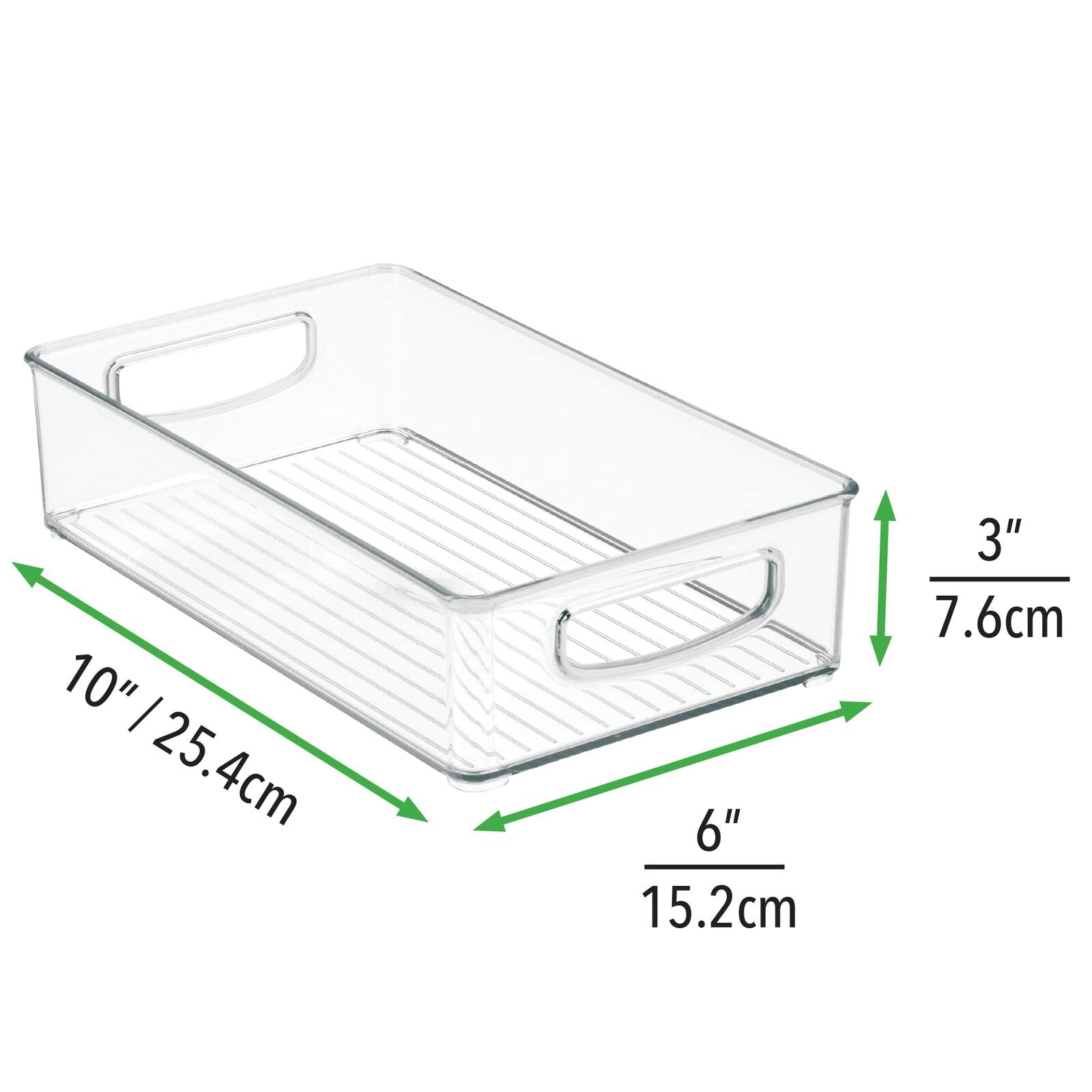mDesign Plastic Stackable Bin with Handles and 9" Round Fluted Lazy Susan Turntable Plastic Spinner Combo Set for Organization in Bathroom, Closet, Cabinet, or Vanity Countertop - Set of 2 - Clear