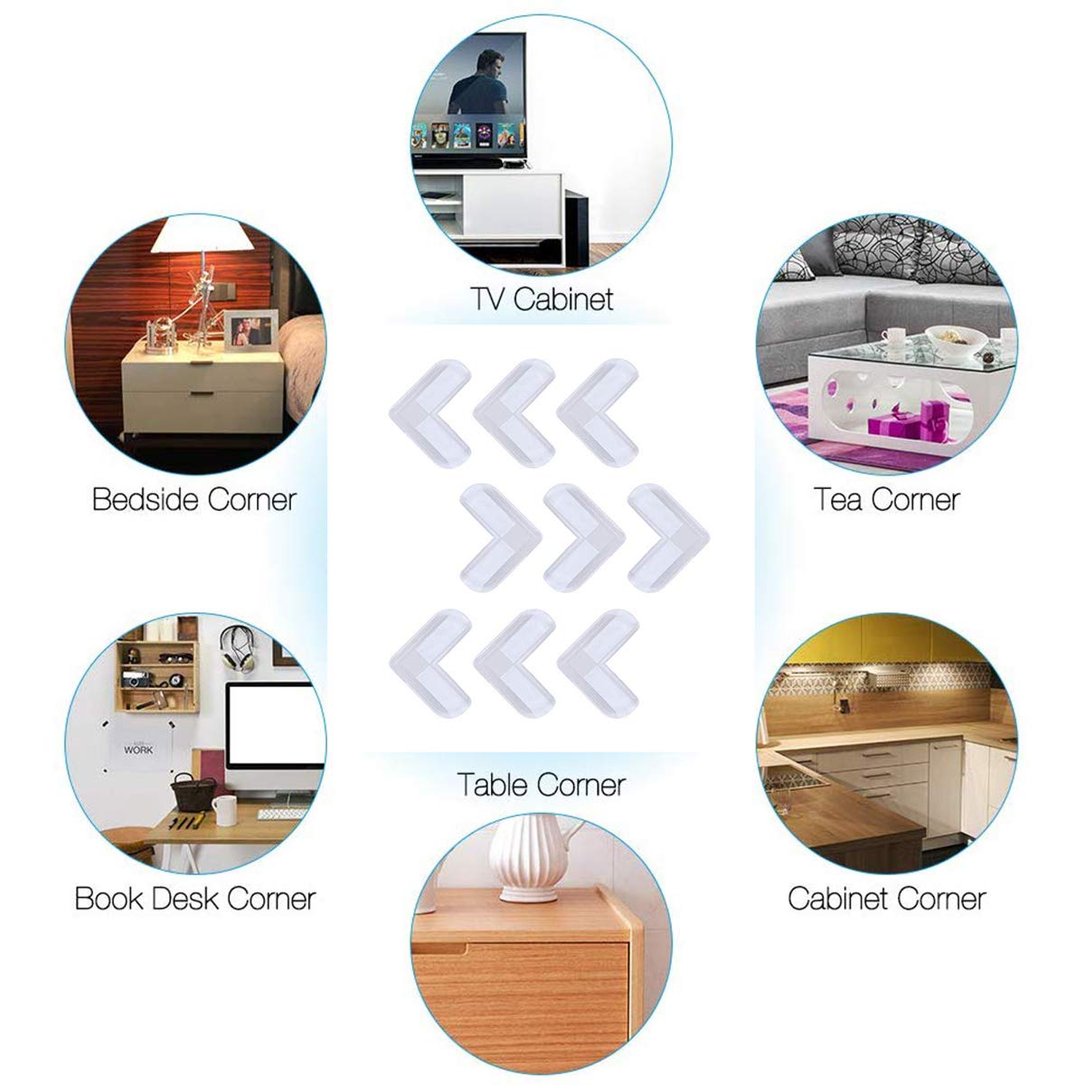 July miracle Corner Protector, 8Pcs Clear Children's Table Angle Pad Furniture Edge Guard Cushion Nook Anti Collision Frame