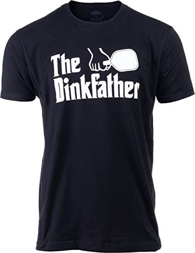 The Dinkfather | Funny Pickleball Player Pickle Ball Paddle Dink Joke T-Shirt for Men - (Men,L) Black