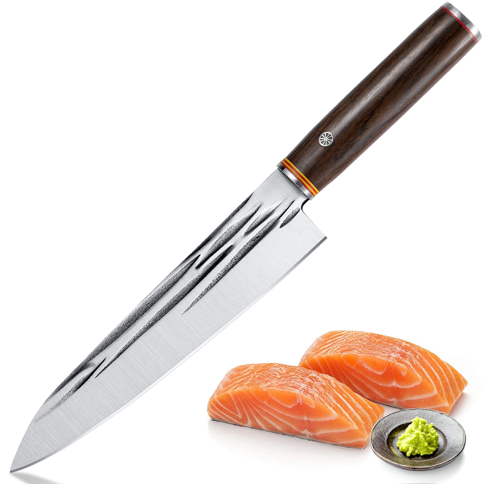 POPSUN Japanese Chef Knife, Sharp Hand Forged Kitchen Chef Knife, Professional 7cr17mov High Carbon Stainless Steel Gyuto Chef's Knife - Rosewood Handle & Gift Box