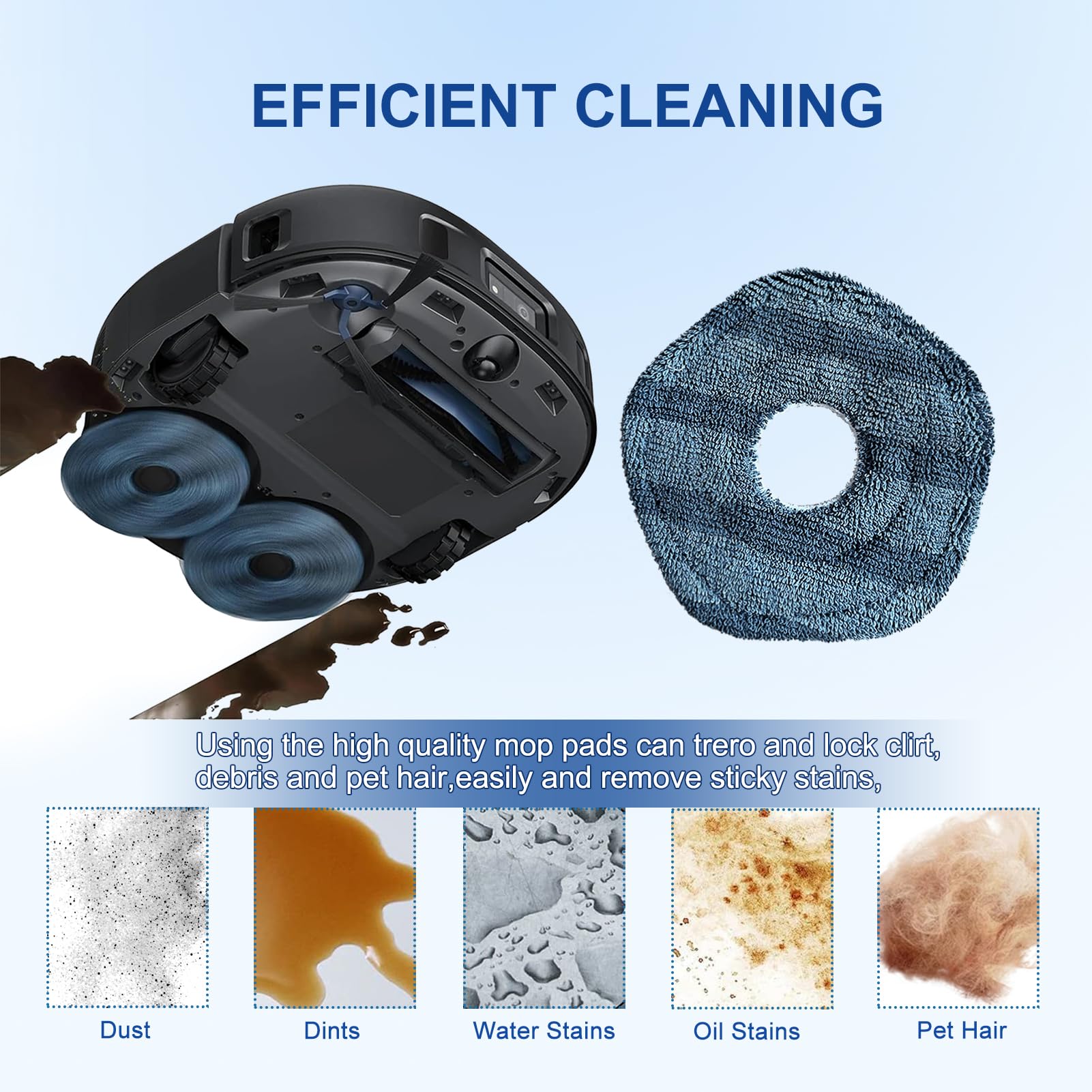 Replacement Washable Mopping Cloth Mop Pads Compatible with Eufy X10 Pro Omni and Eufy X9 Pro Robot Vacuums Cleaner Mops Accessory,9-Pack Reusable Mop Pads