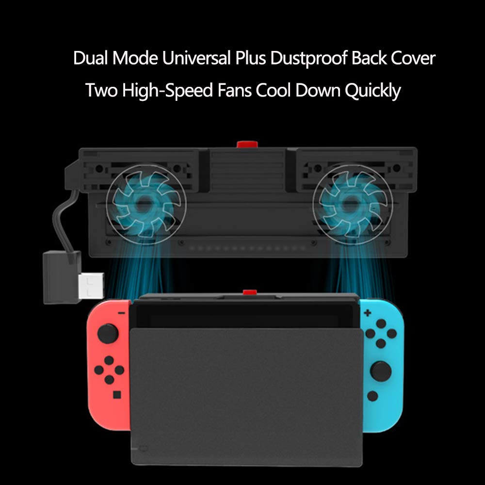 IPEGA PG-9155 Radiator Base with Cooling Fan for Nintendo Switch, Cooler for Nintendo Switch Docking Station, USB Heat Exhaust Ventilation for Nintendo Switch with Dual Fans Dustproof Back Cover