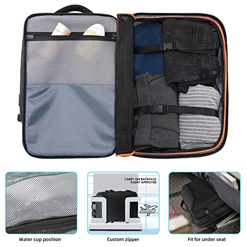 TANGCORLE 50L Carry on Travel Backpack, Expandable Airline Approved Backpacks with 3 Packing Cubes fit 17 inch Laptop, Water ResistantĀ Convertible Suitcase backpack for Men Women