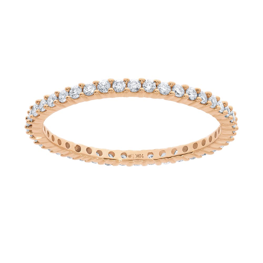 La Joya 1/2 CT TW Lab Created 10K Rose Gold Eternity Diamond Band for Women | Sparkling Anniversary Ring, Stackable Ring and Lab Grown Womens Thin Wedding Band | Ring Size 9