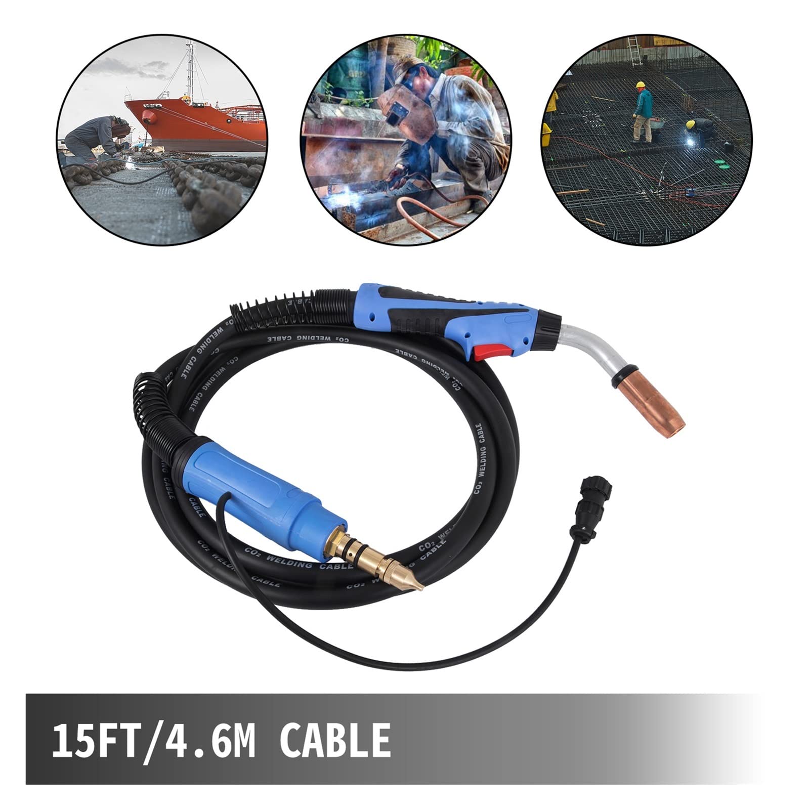 MIG Welding Gun Miller 250A Air Cooled Gas Burner Torch 4.6M Cable Welding Equipment Replacement for GA-20C GA-21C M-25 (Length : 4.6M, Welding Diameter : 2.5mm)