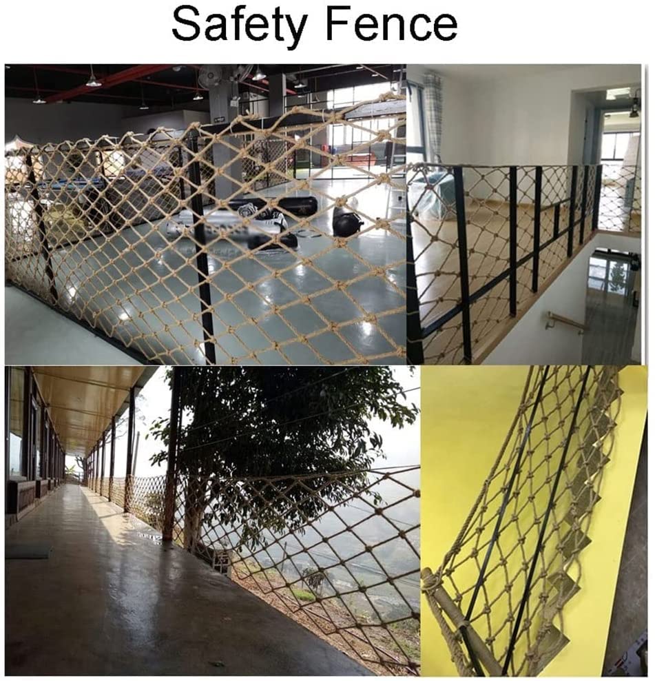 OUYOXI Hemp Rope Net Climb Nets for Kids Adults Child Safety Net Fall Protection Net Rope Ladder Climb Playground Rock Garden Netting Decorative Jute Hemp Netting Dia 10mm Mesh 10cm(Size: