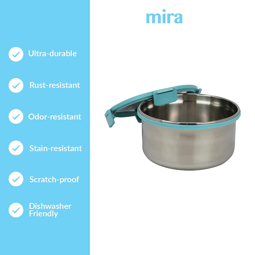 MIRA Stainless Steel Salad Bowl Lunch Container - 6 Cup Salad To Go Bowl, Frost