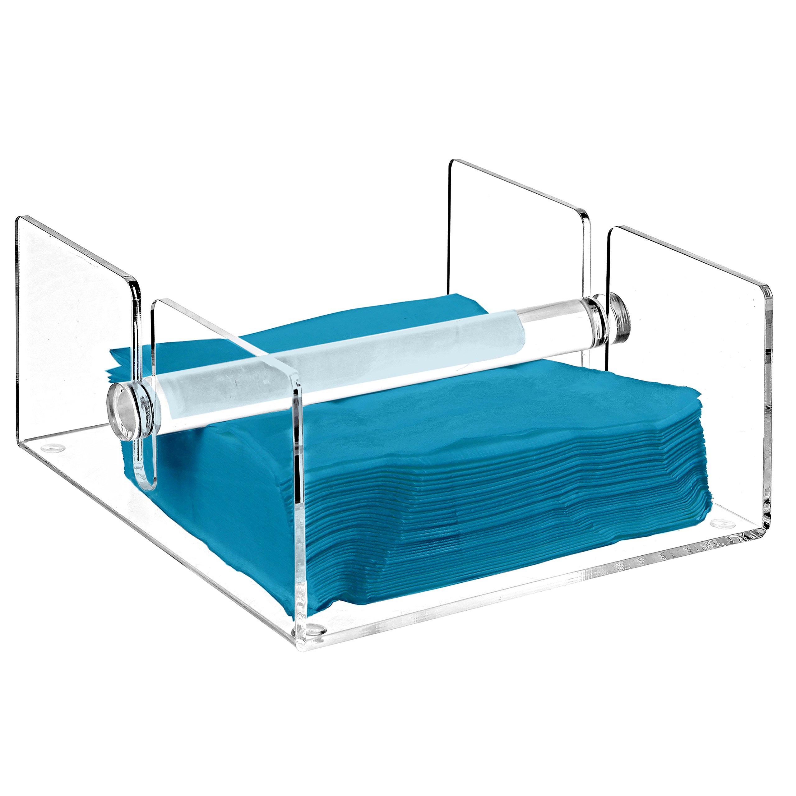 MyGiftĀ® Modern Clear Acrylic Napkin Holder for Table with Center Weighted Bar