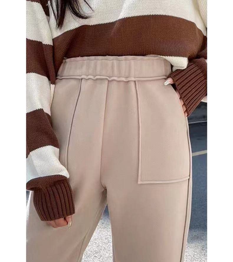 MOMOALWAYS Fit Joggers for Women with Pocket Comfy Elastic Waist Sweatpants Outdoor Lounge Trousers (as1, Alpha, m, l, Regular, Regular) Beige