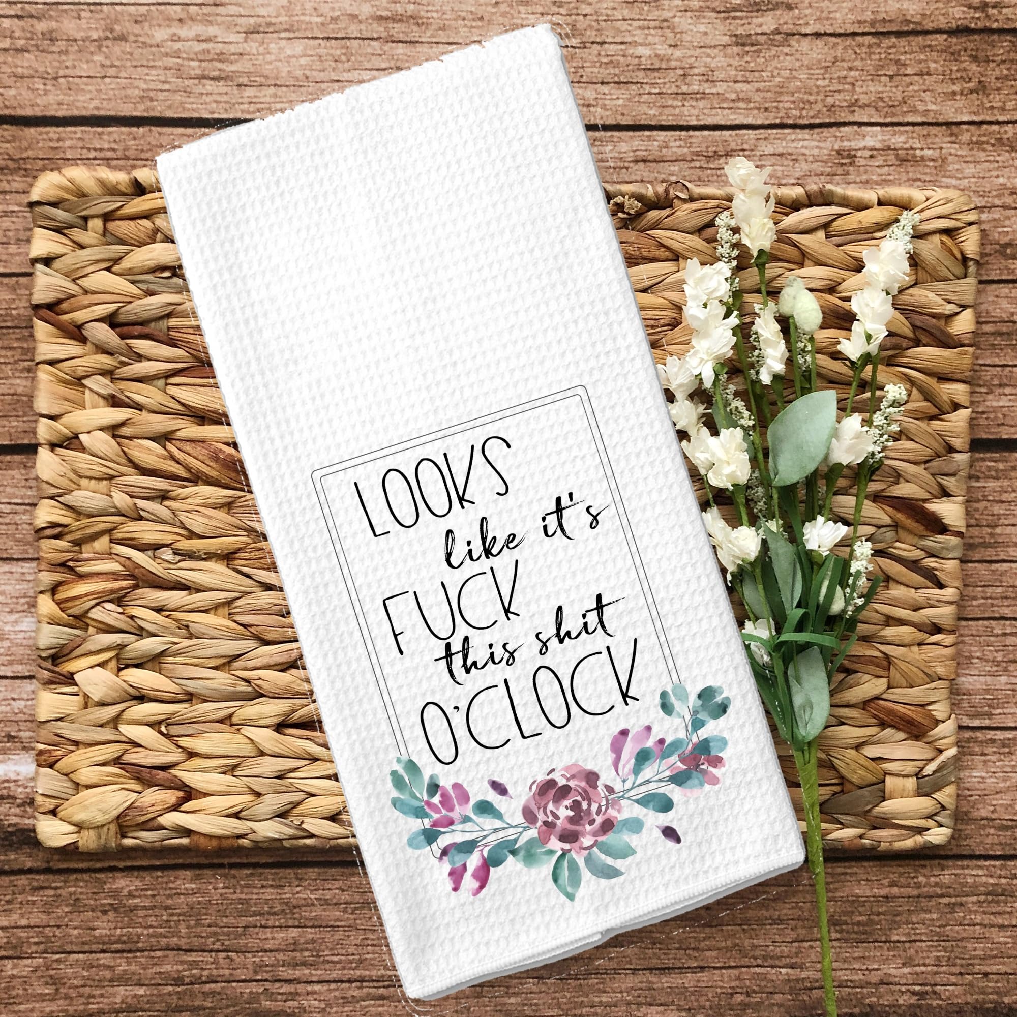 Looks like it's F*ck the Sh*t O'clock, Funny Kitchen Tea Bar Towel Gift for Women Microfiber