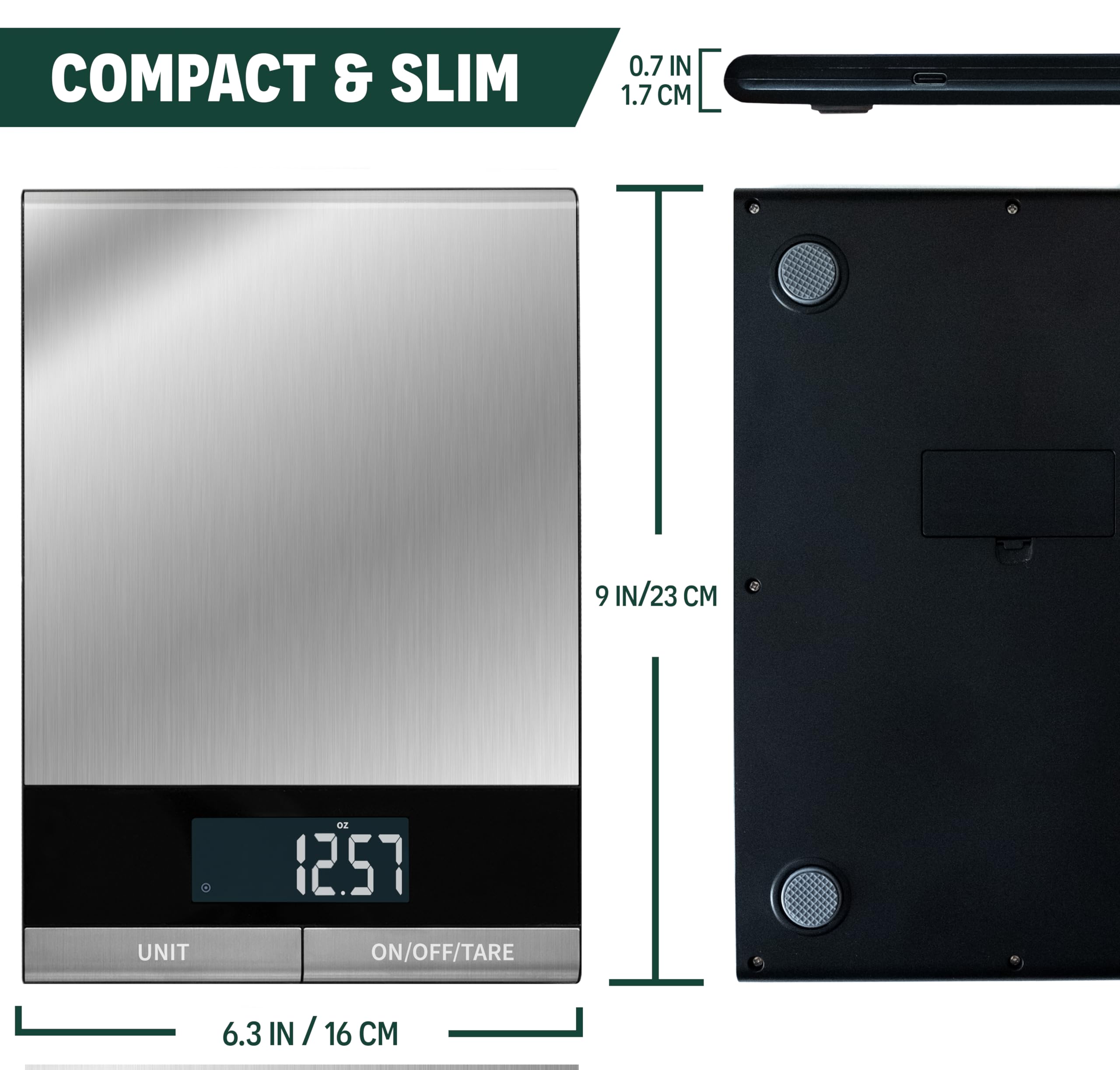 Monarchef Digital Food Scale for Kitchen, Baking, Cooking, and Meal Prep, 10 Unit Measurements, 22 lb Weight Capacity, Stainless Steel Top, Dual Power Option, 15 Features
