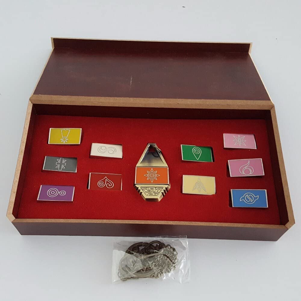 Momoso_Store Anime Digital Monster Evolution Badge Necklace Costume Cosplay Jewelry Gift For Collection (Set with Box)