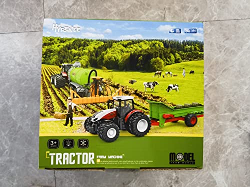 Peagprav RC Tractor Remote Control Truck with Trailer 1/24 Scale 2.4Ghz Farm Electronic Vehicle Hay Conveyor Dumpable Trailers with Bale Gripper for Kids Age 5 6 7 8 9 up Years Old