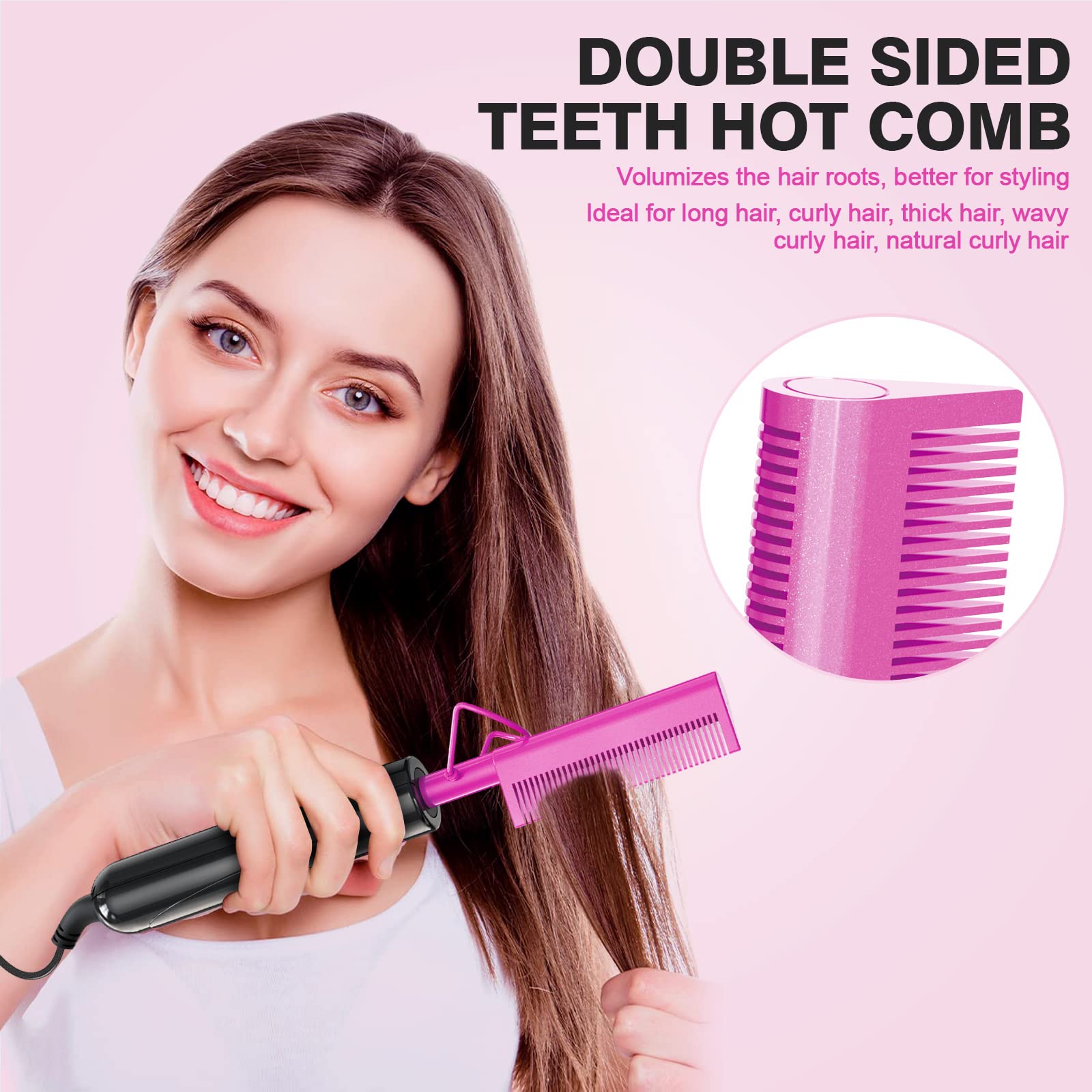 Portable Beard Straightener for Men, 3 in 1 Styling Kit with Bristle Brush and Beard Scissor, Anti-Scald Feature, Negative Ionic Technology, 3 Temperature Settings for Beard & Hair, Gifts for Men