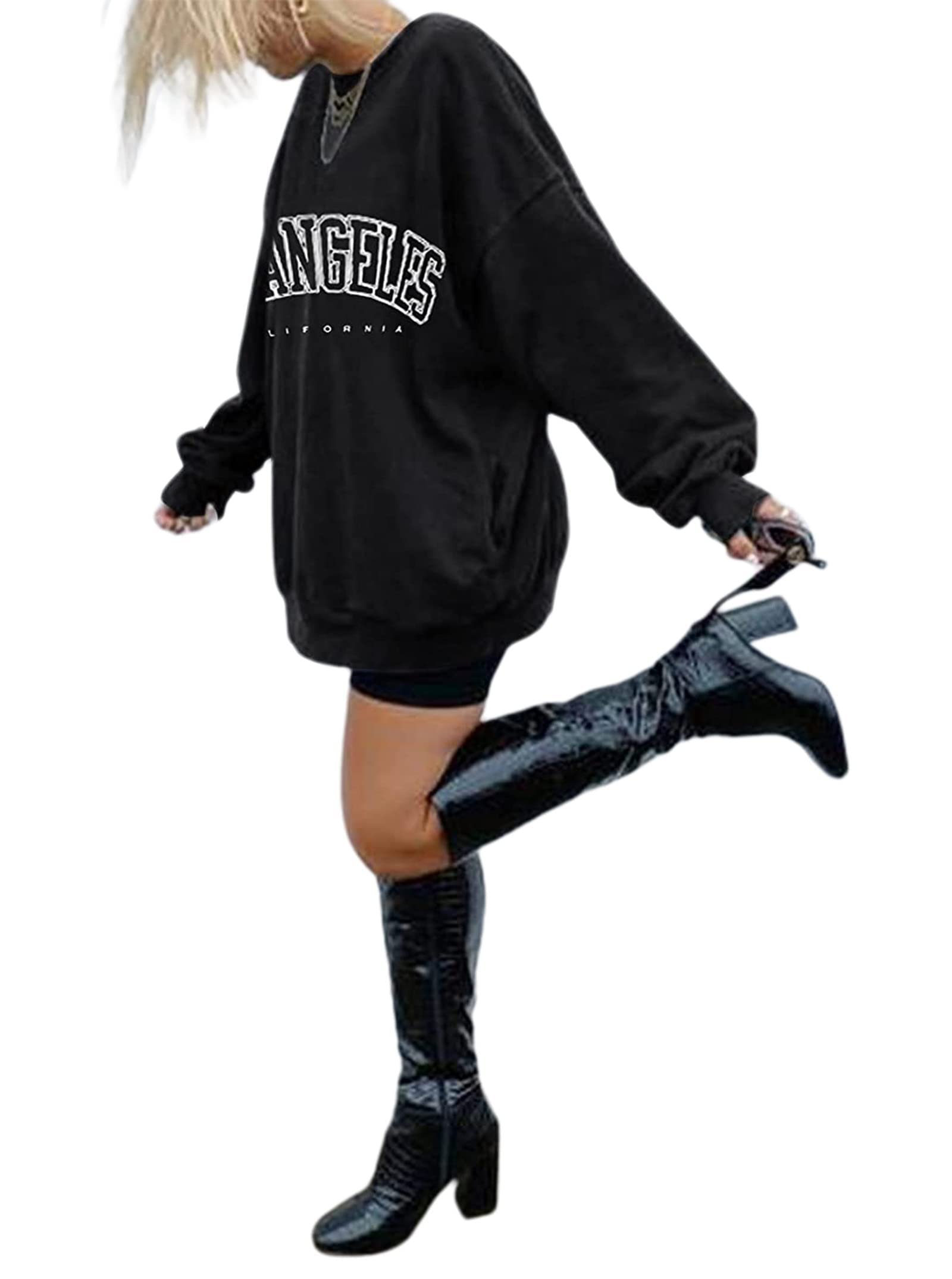 LilyCoco Women's Oversized Sweatshirt Long Sleeve Letter Print Tops Casual Pullover