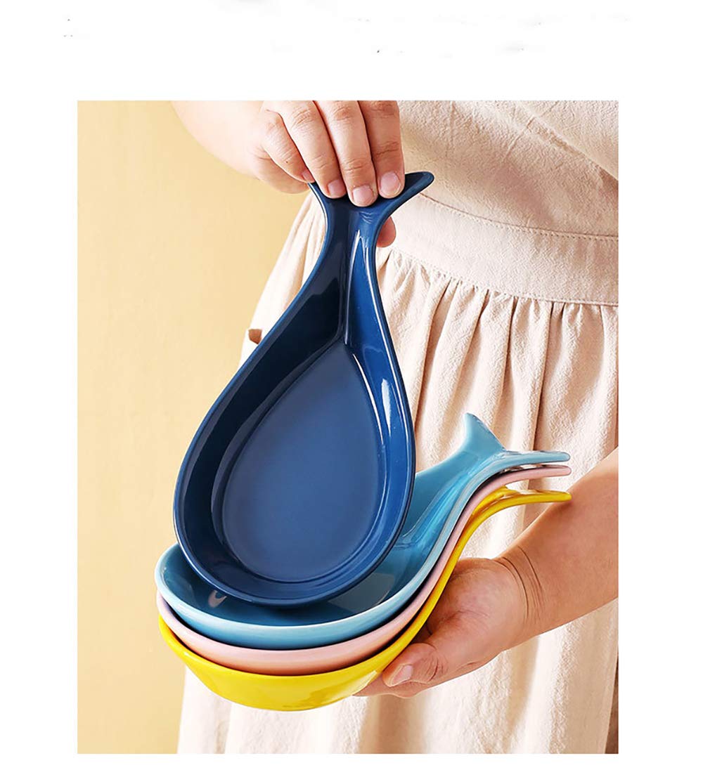 LIANMI Ceramic Spoon Rests for Kitchen Counter, Spoon Rest for Stove Top, Farmhouse Coffee Spoon Rest Utensil Rest Ladle Spoon Holder for Cooking Home Decor (Blue)