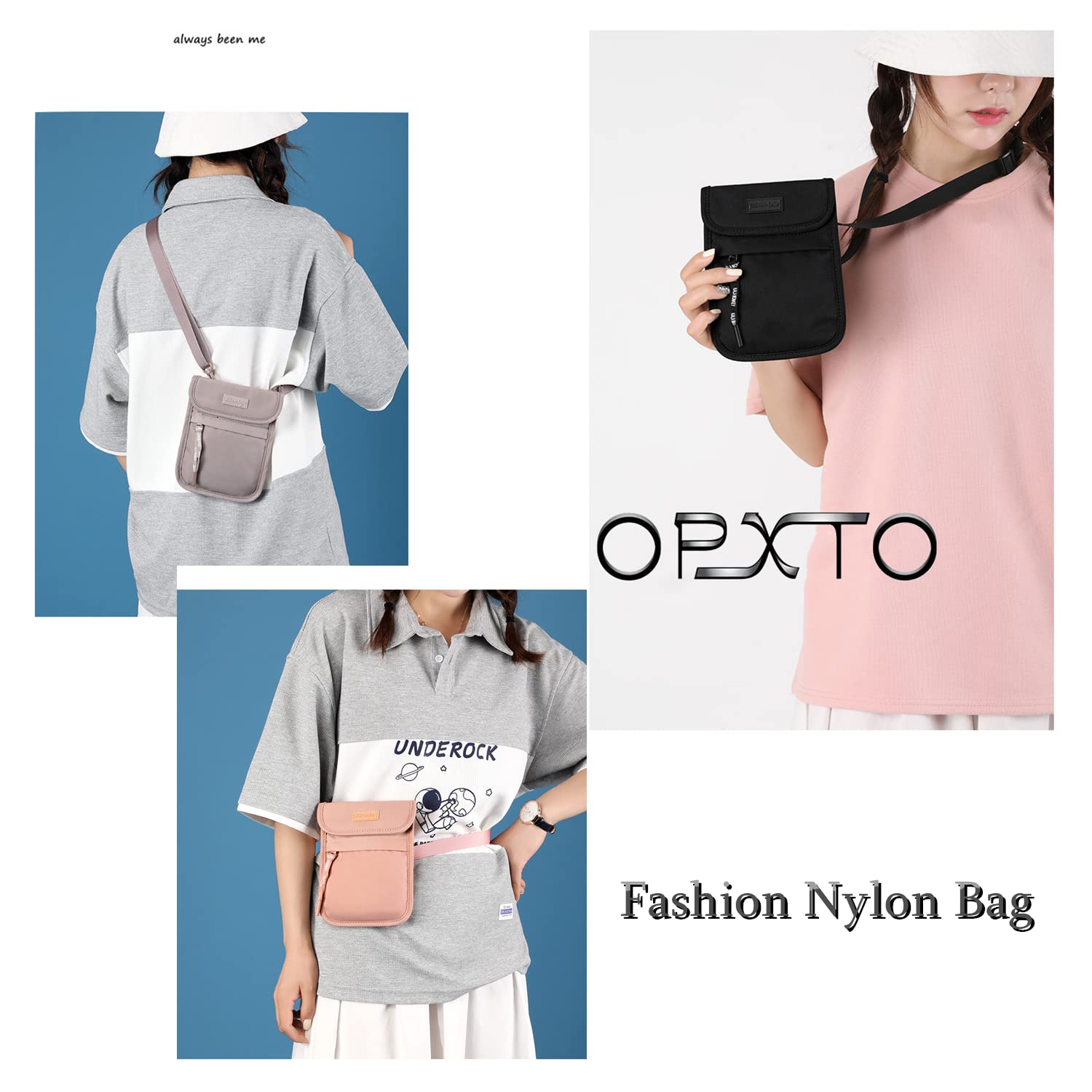 OPXTO Small Crossbody Cell Phone Purse for Women, Mini Messenger Shoulder Handbag, Nylon Small Waist Bag (Lava cake) …